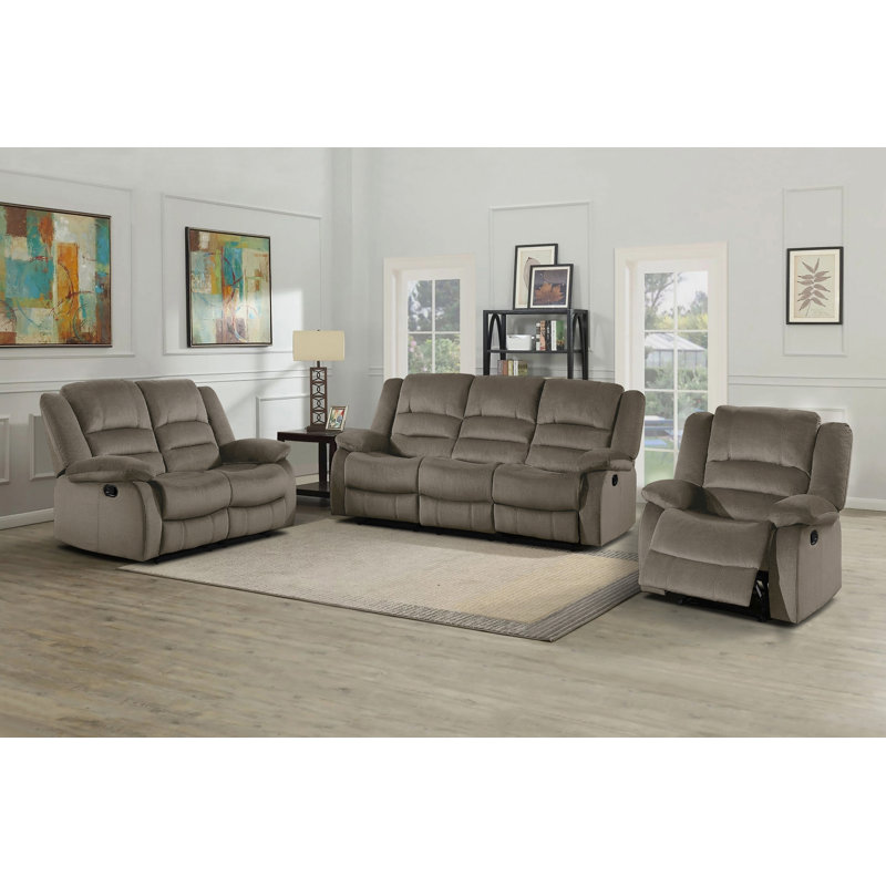 Latitude Run® Bernardine 3 Piece Microfiber Manual Reclining Living